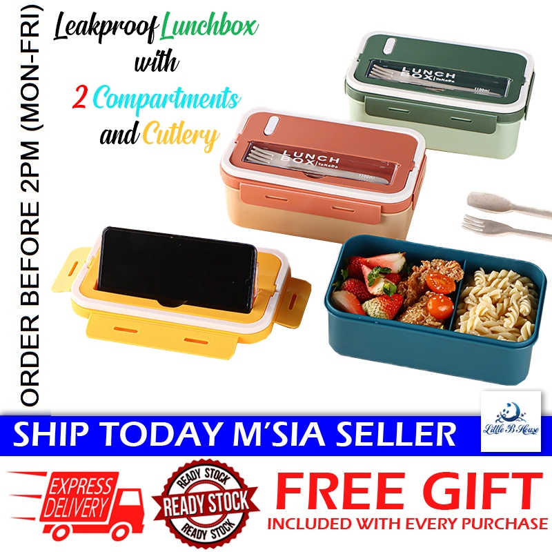 [Little B House] Lunch Box With Cutlery Set Bento Lunch Box Lunch Box ...