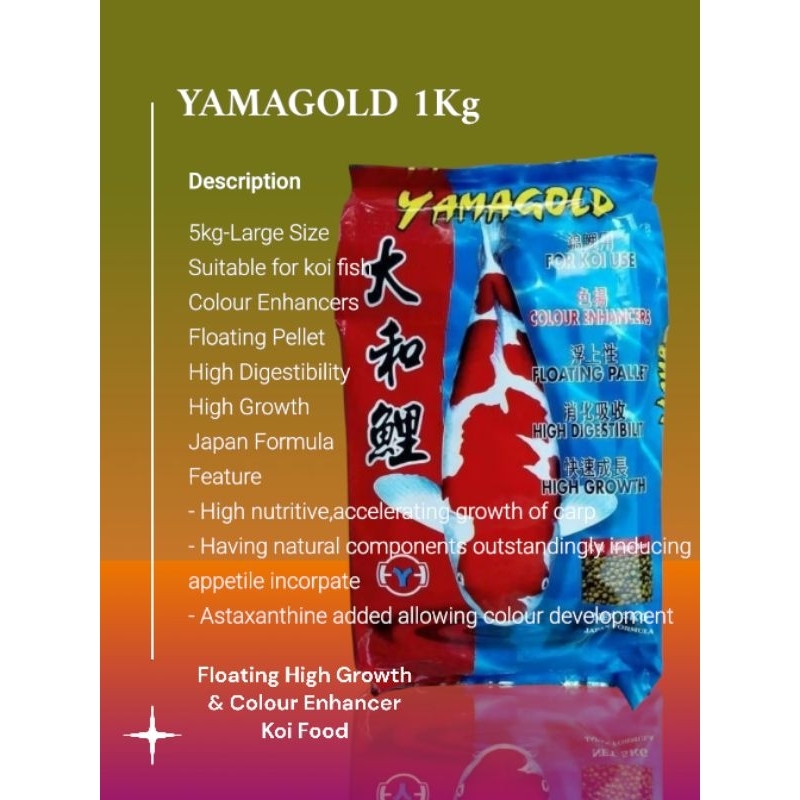 1Kg Yamagold Japanese Koi Food - Floating Type Pellet Medium Size M ...