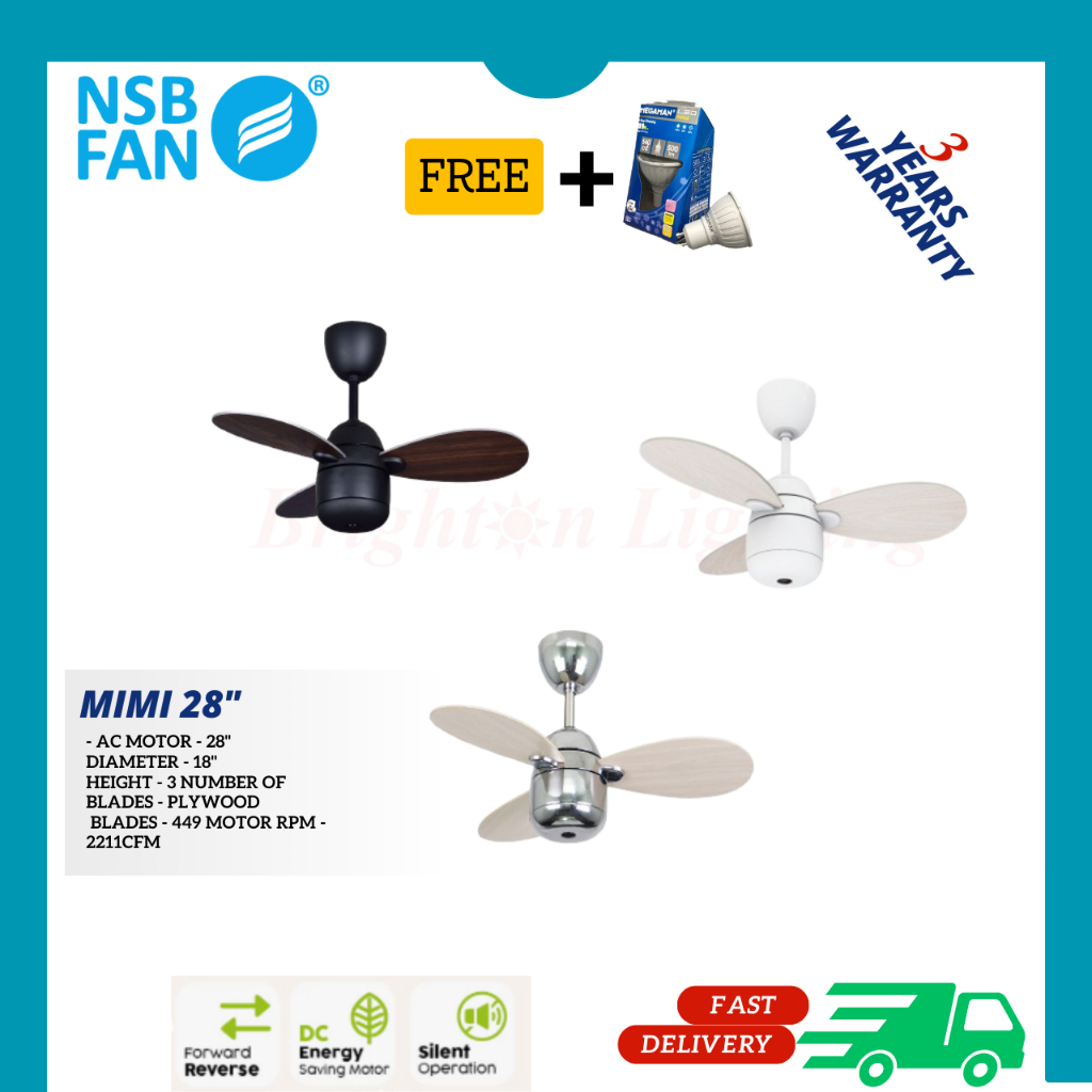 NSB MIMI 28" Remote control ceiling fan kipas siling | Shopee Malaysia