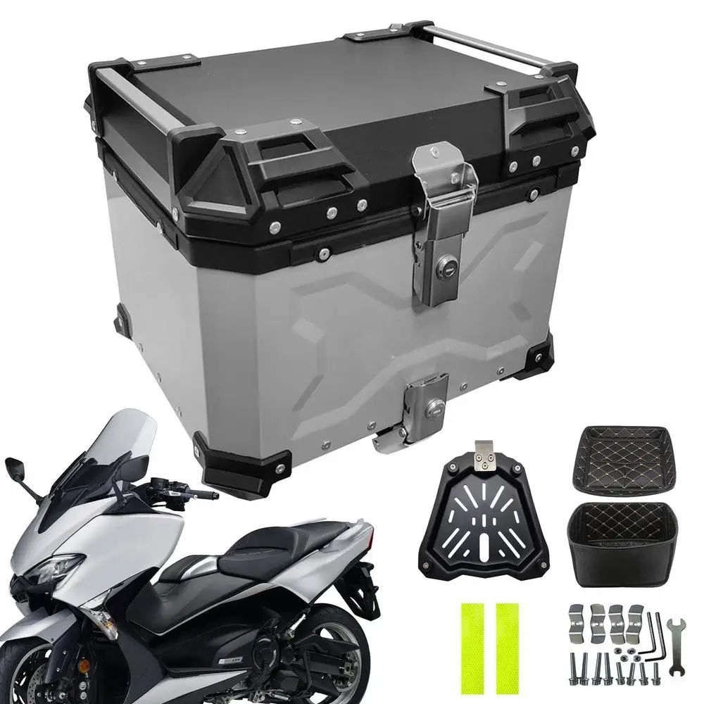 Aluminum top box 45L motorcycle top box rear tail box with bottom plate ...