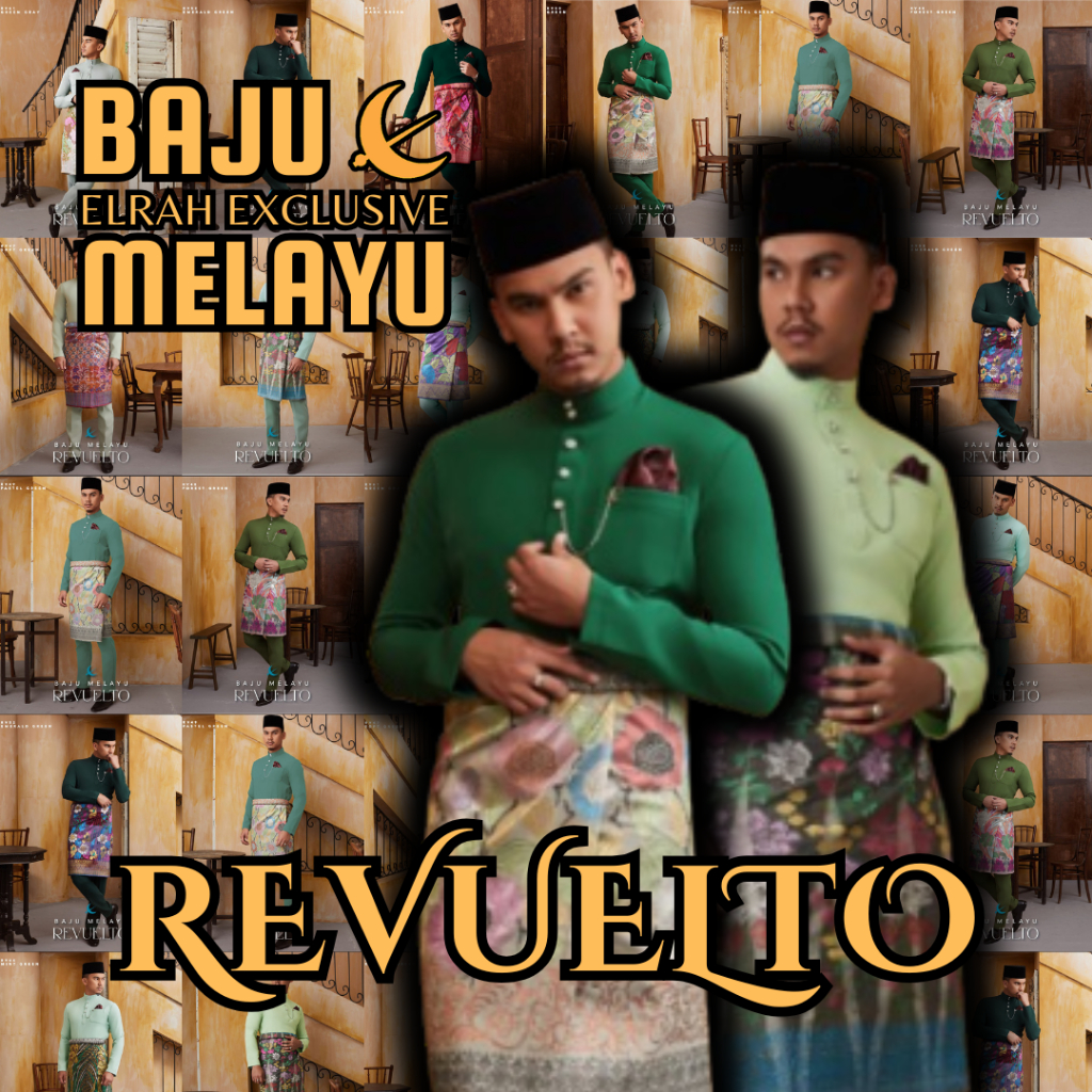 Baju Melayu Revuelto Elrah Exclusive BAJU RAYA Emerald Green Soft Green ...