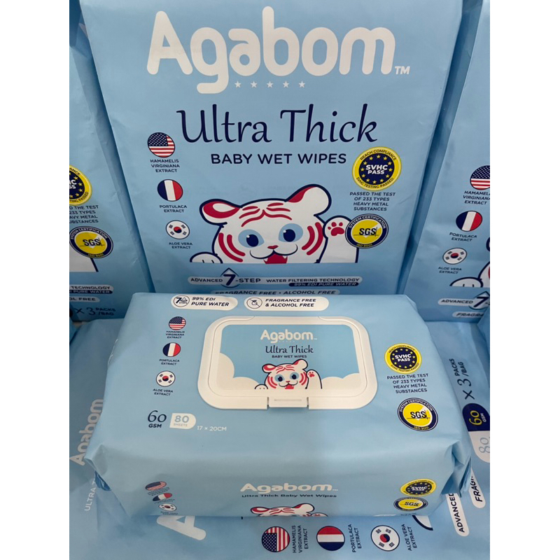 Agabom Premium Ultra Thick Baby Wet Wipes 60gsm (80's x 1 Pack ...