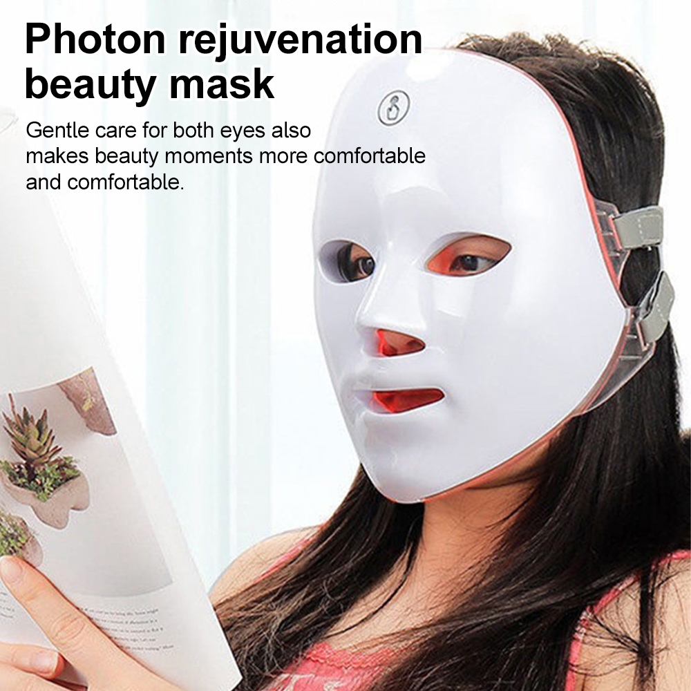 Rechargeable Facial LED Mask 7 Colors LED Photon Therapy Beauty Mask ...