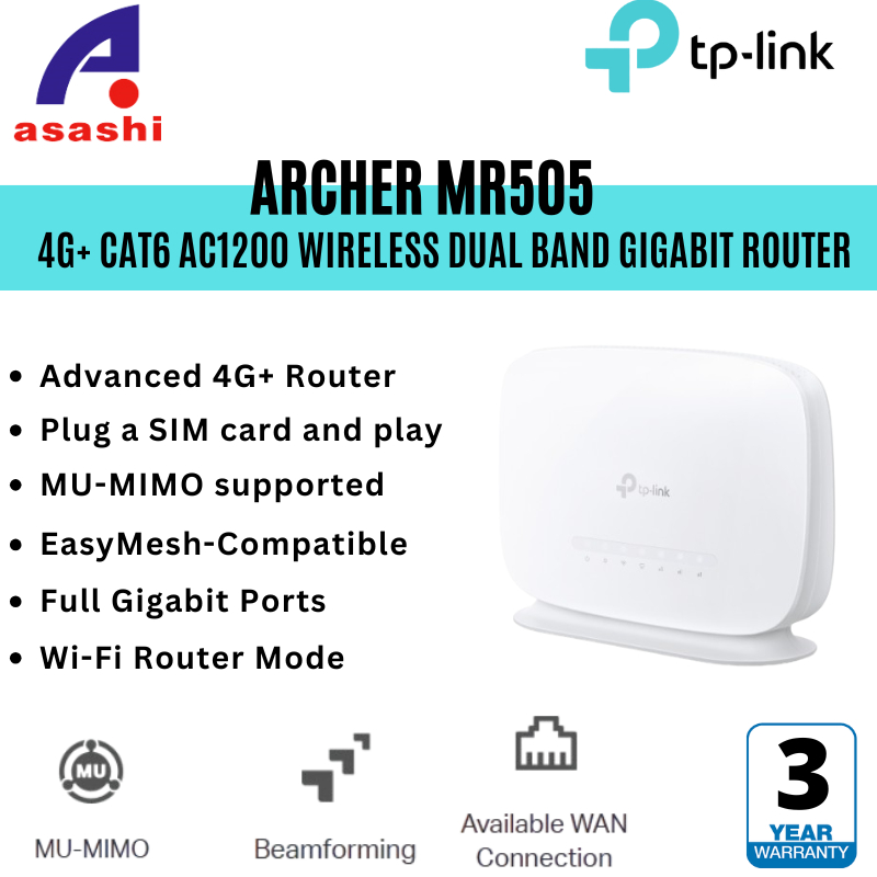 TP-Link Archer MR505 AC1200 4G LTE Advanced Cat6 Gigabit Router ...