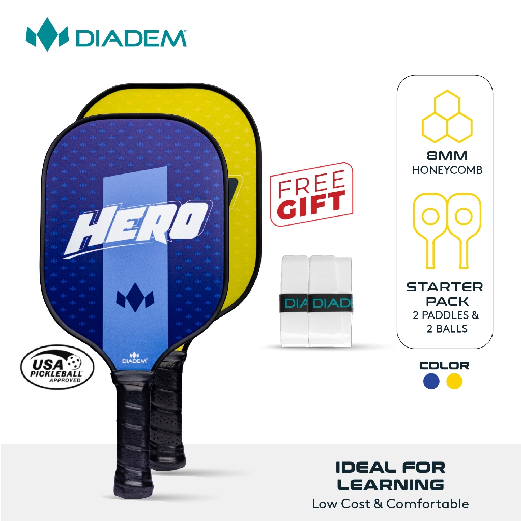DIADEM HERO STARTER KIT PICKLEBALL PADDLE - USAP CERTIFIED / DIADEM HERO PERMULAAN SET PEDAL ...