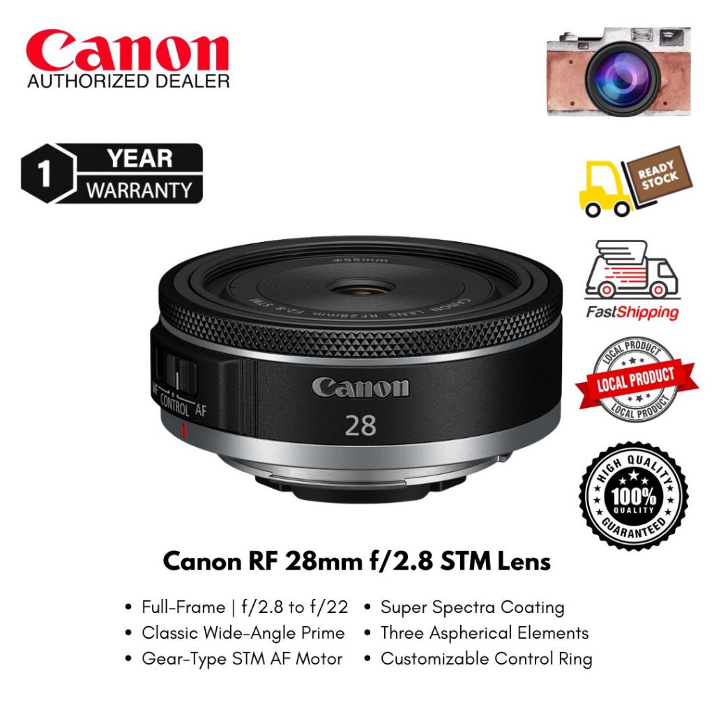 Canon RF 28mm f/2.8 STM Lens Classic Wide-Angle Prime Pancake Lens ( 1 ...