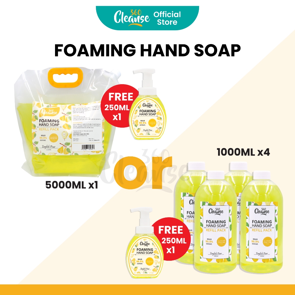 *BUNDLE* Cleanse360 Foaming Hand Wash 1L Refill Pack x 4 bottles | 5L ...
