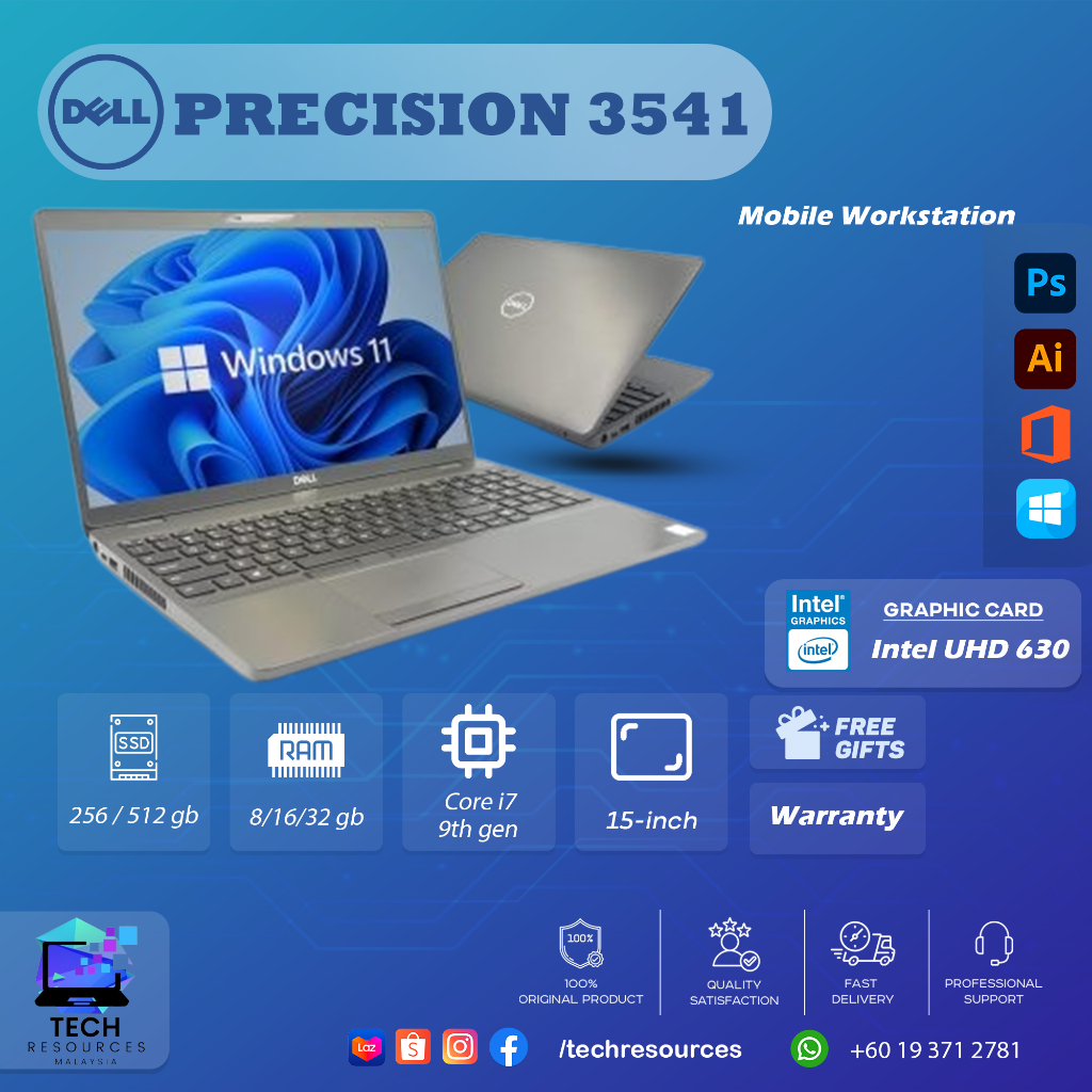 Dell Precision 3541 | i7 - 9th Gen | 8-32 RAM | 256-512 SSD | 15.6 ...