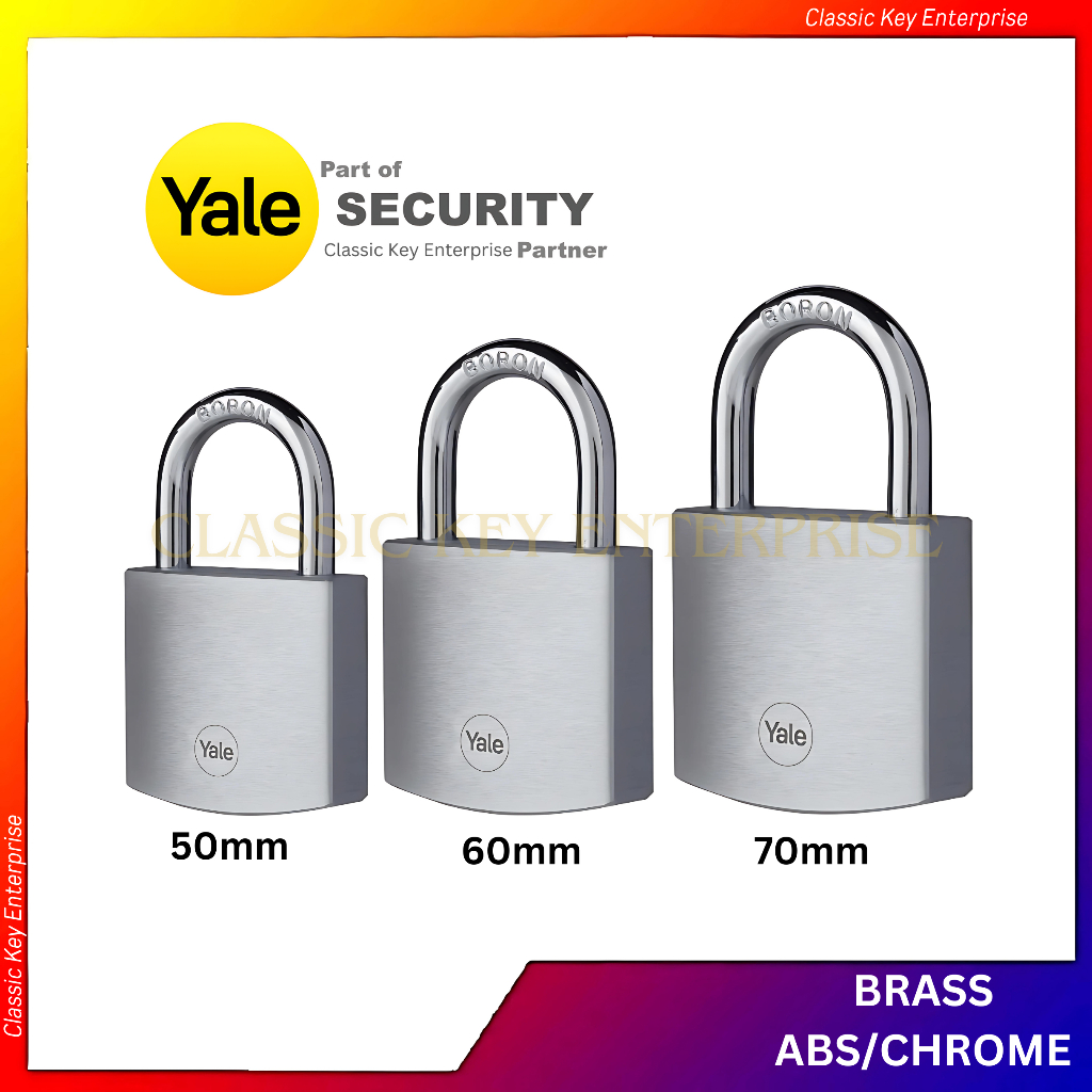 Yale Padlock Satin Chrome Boron Shackle Model Y120B (Size 40mm / 50mm ...