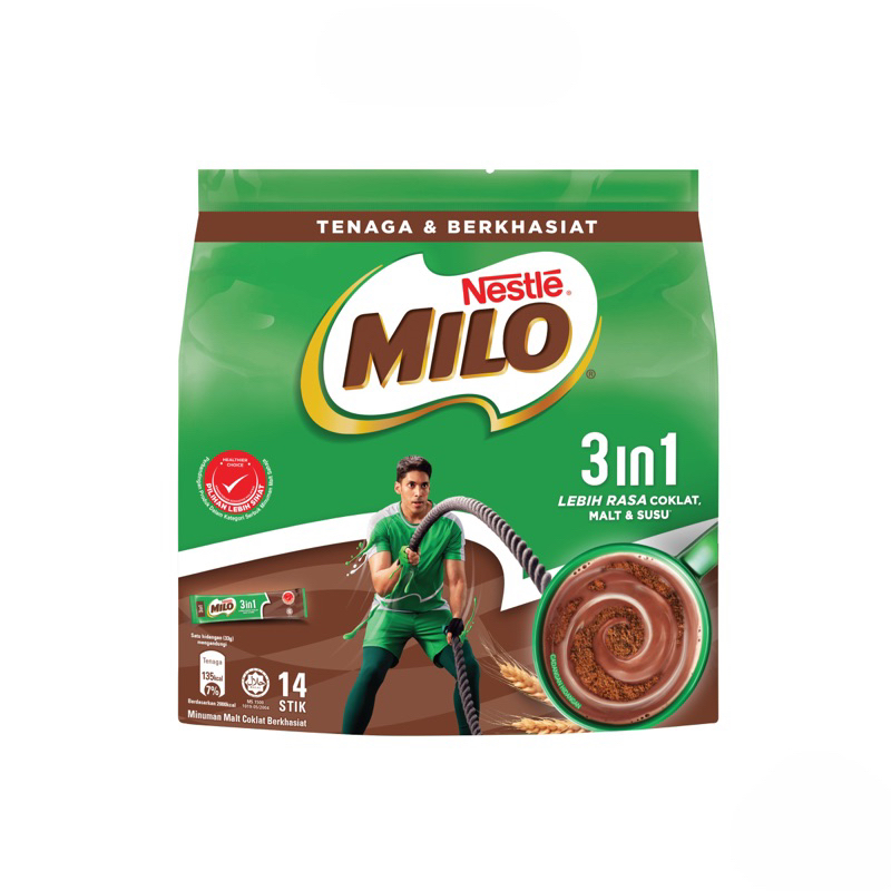 Nestle Milo 3 in 1 Activ-go Minuman Malt Coklat Berkhasiat 33g x14 sticks (Exp Sep 2025 ...