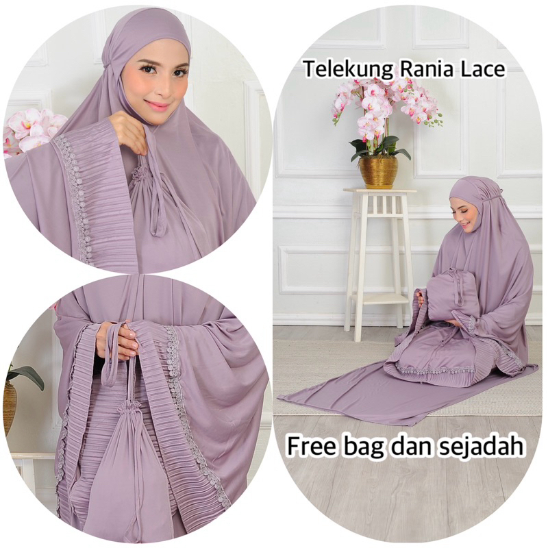Telekung cotton viscose lace telekung plain (Ready Stock ) | Shopee ...