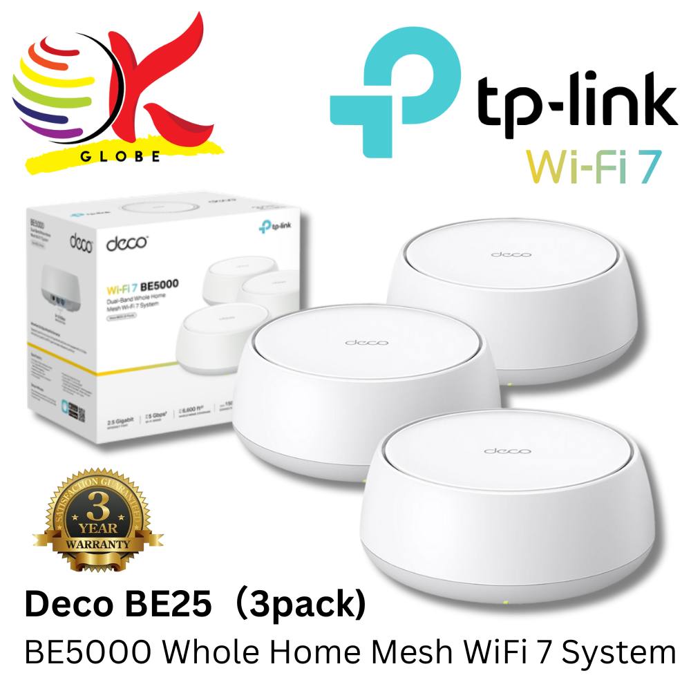 TP-LINK DECO BE25 1 PACK / 2 PACK / 3 PACK BE5000 WHOLE HOME MESH WIFI 7 SYSTEM WITH SEAMLESS AI ...