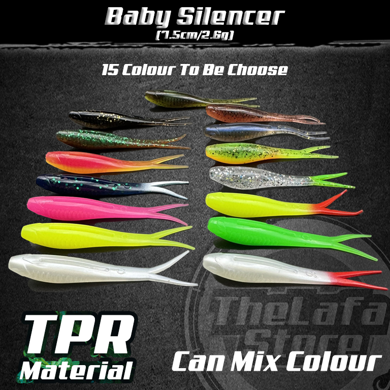 Baby Silencer 7.5cm/2.6g TPR Double Tail Sp Soft Bait Zman Soft Plastic ...