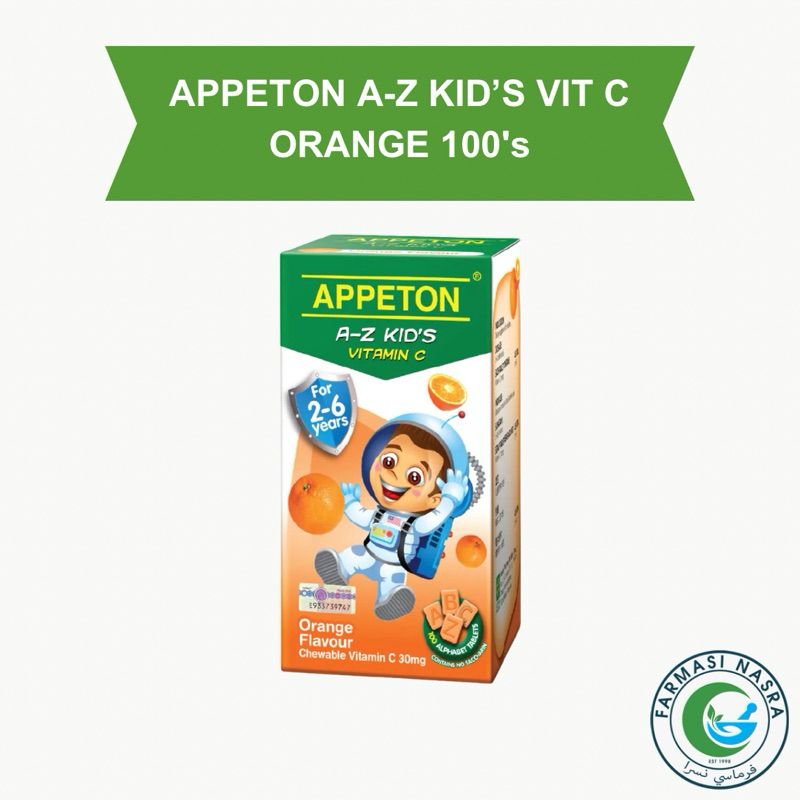 Appeton A-Z Kids Vitamin C 30mg 100's (ORANGE) | Shopee Malaysia