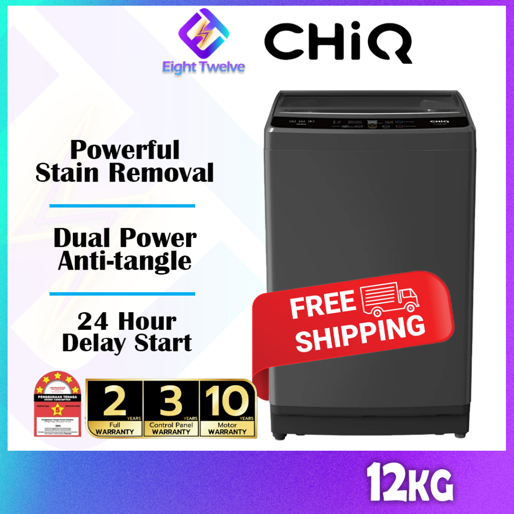 7KG/10KG/12KG CHIQ Top Load Fully Auto Washer | Tub Clean | Shopee Malaysia