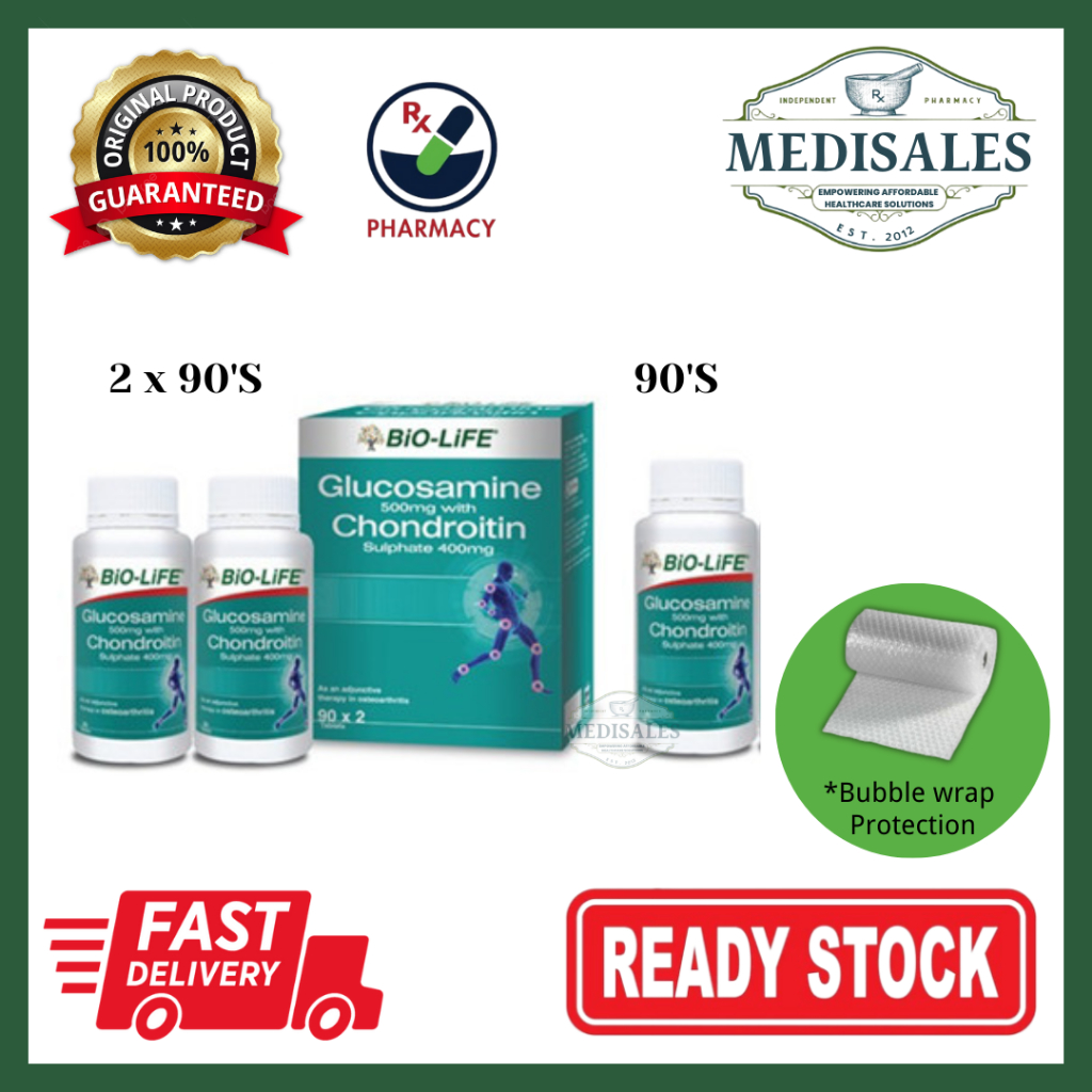 BIO-LIFE GLUCOSAMINE 500MG + CHONDROITIN 400MG (90'S | 2 x 90'S) EXP 06 ...