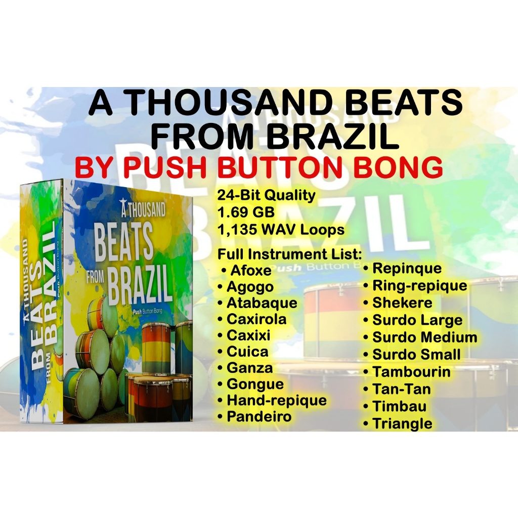 A Thousand Beats From Brazil by Push Button Bang Sound Samples Pack With A Lot of Latin Drums ...