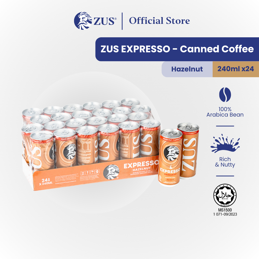 ZUS EXPRESSO - Hazelnut Flavoured Latte - 240ml - 24's (1 x 24 cans ...