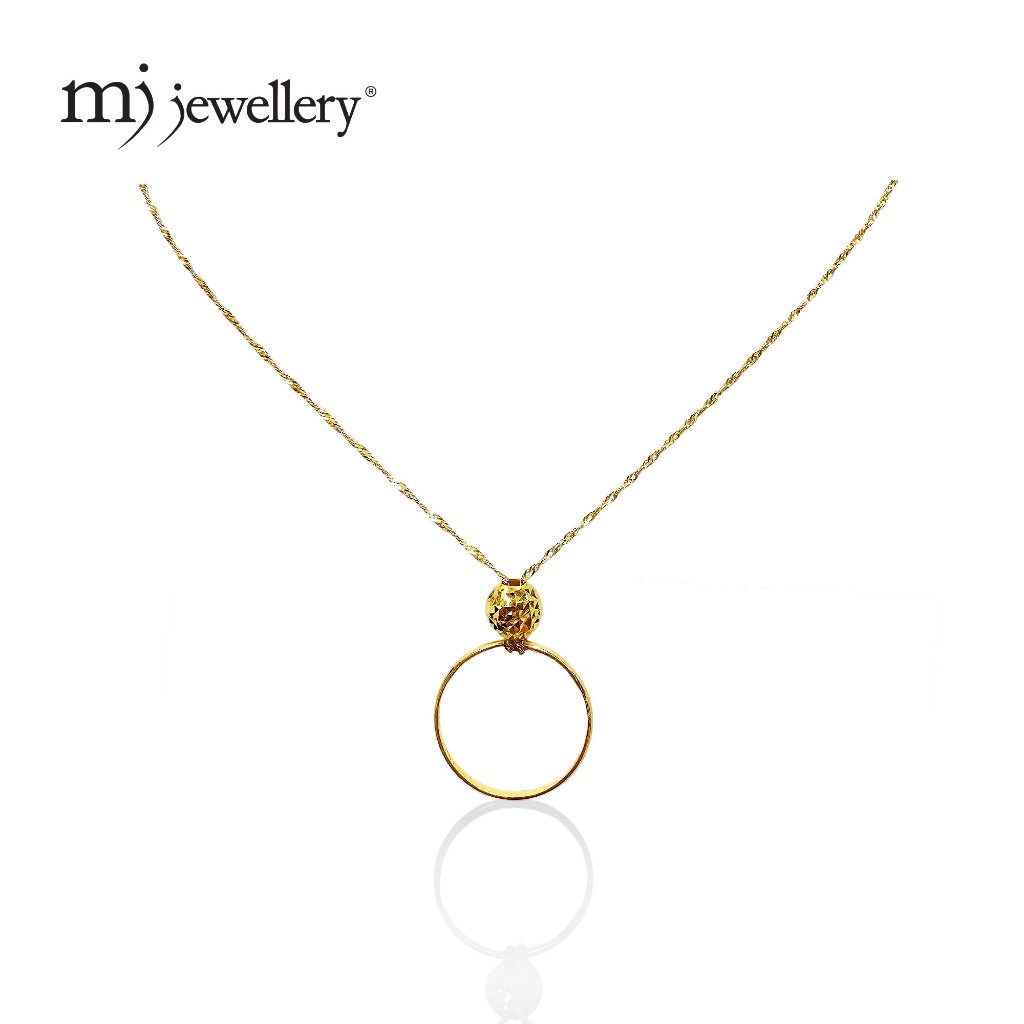 MJ Jewellery 375/9K Gold Ring with Wave Chain Necklace Set | Shopee ...