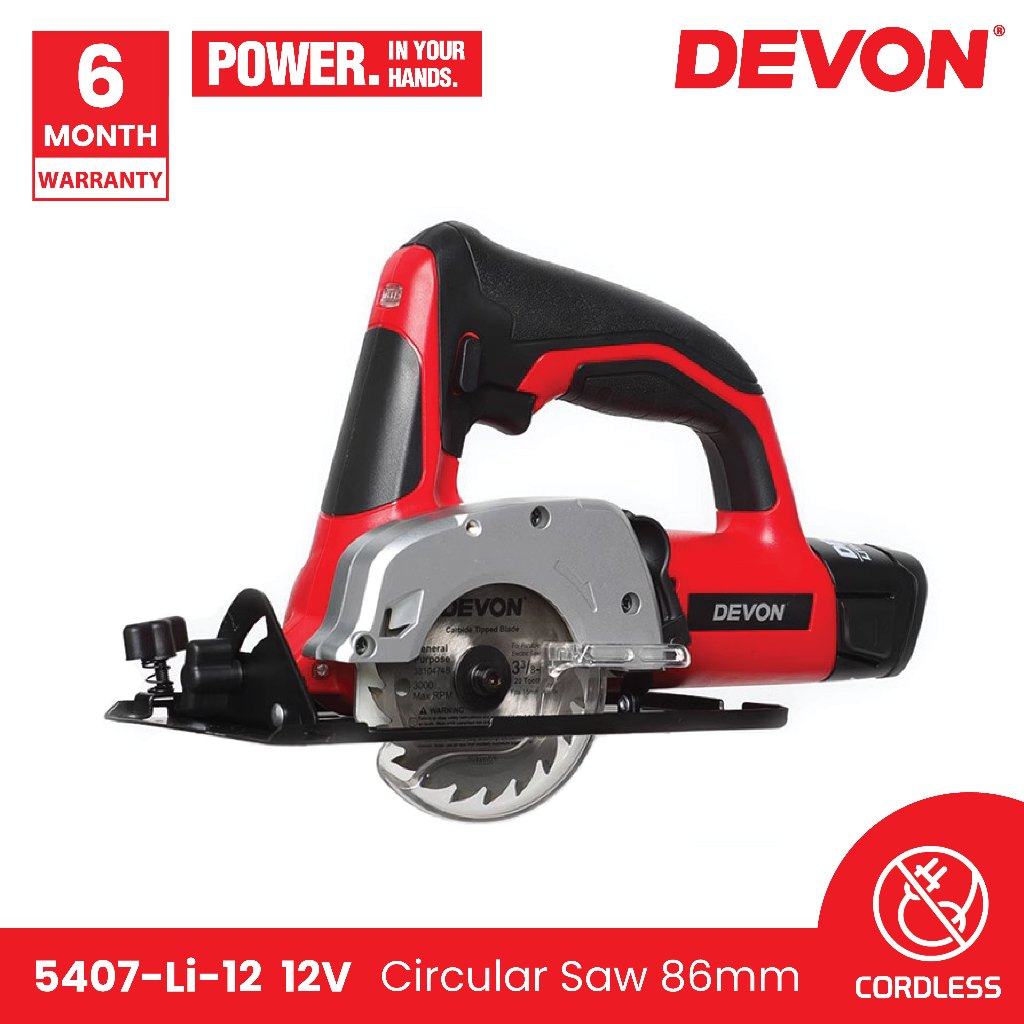 DEVON 5407-Li-12 12V Lithium-Ion Cordless Circular Saw 86mm 2400rpm ...