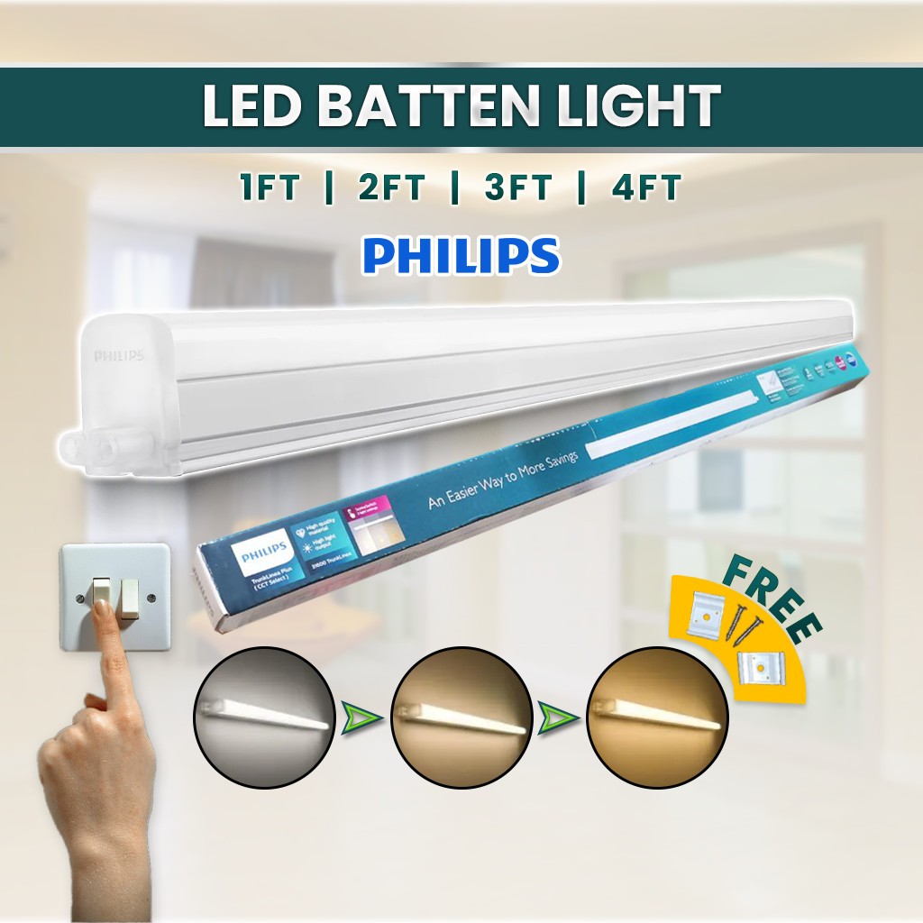 PHILIPS 3 Colour LED T5 Batten Light 4FT 13W Long Tube Lampu Panjang ...