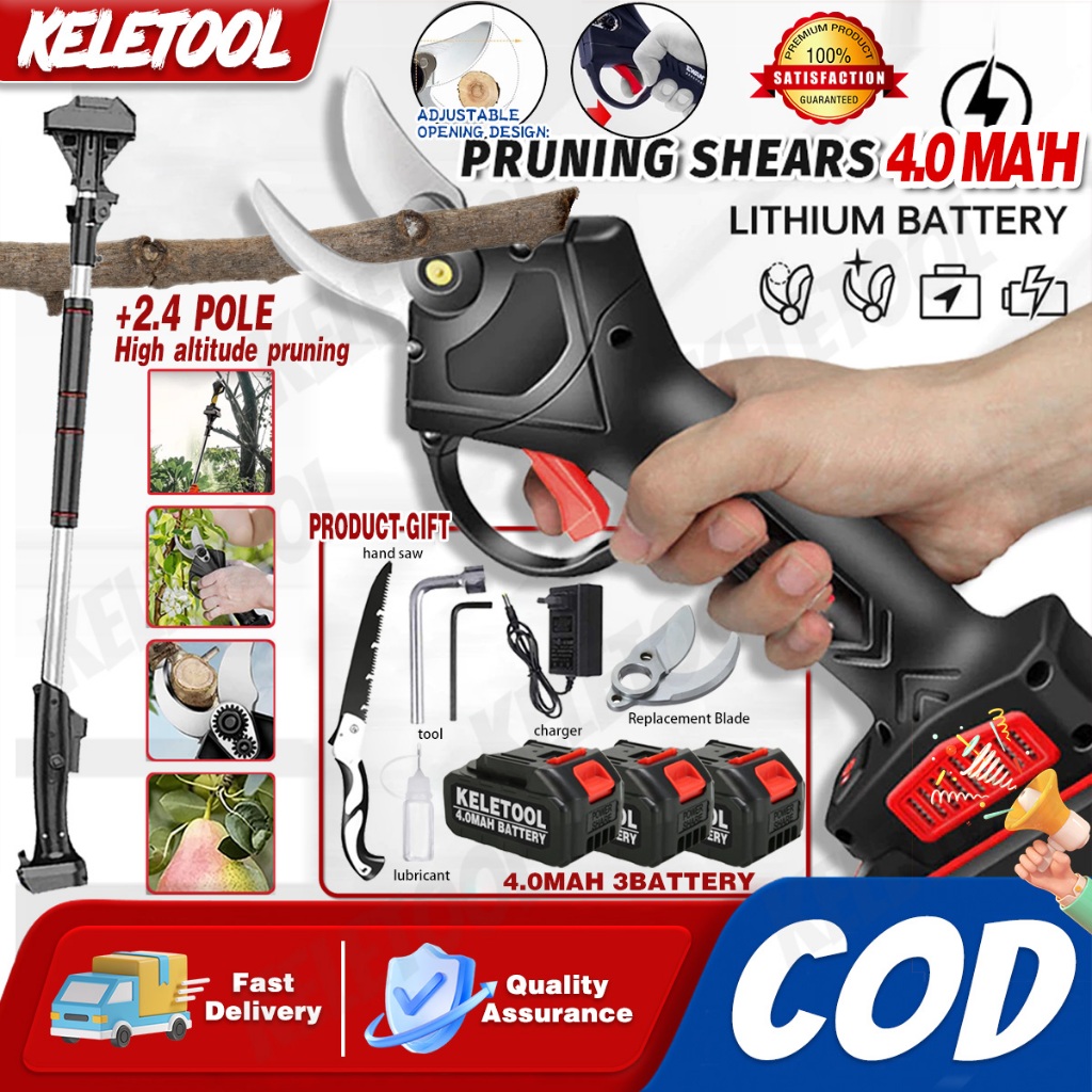 Pruning Shears Electric Cordless Garden Plant Scissor Pruner Ratchet ...