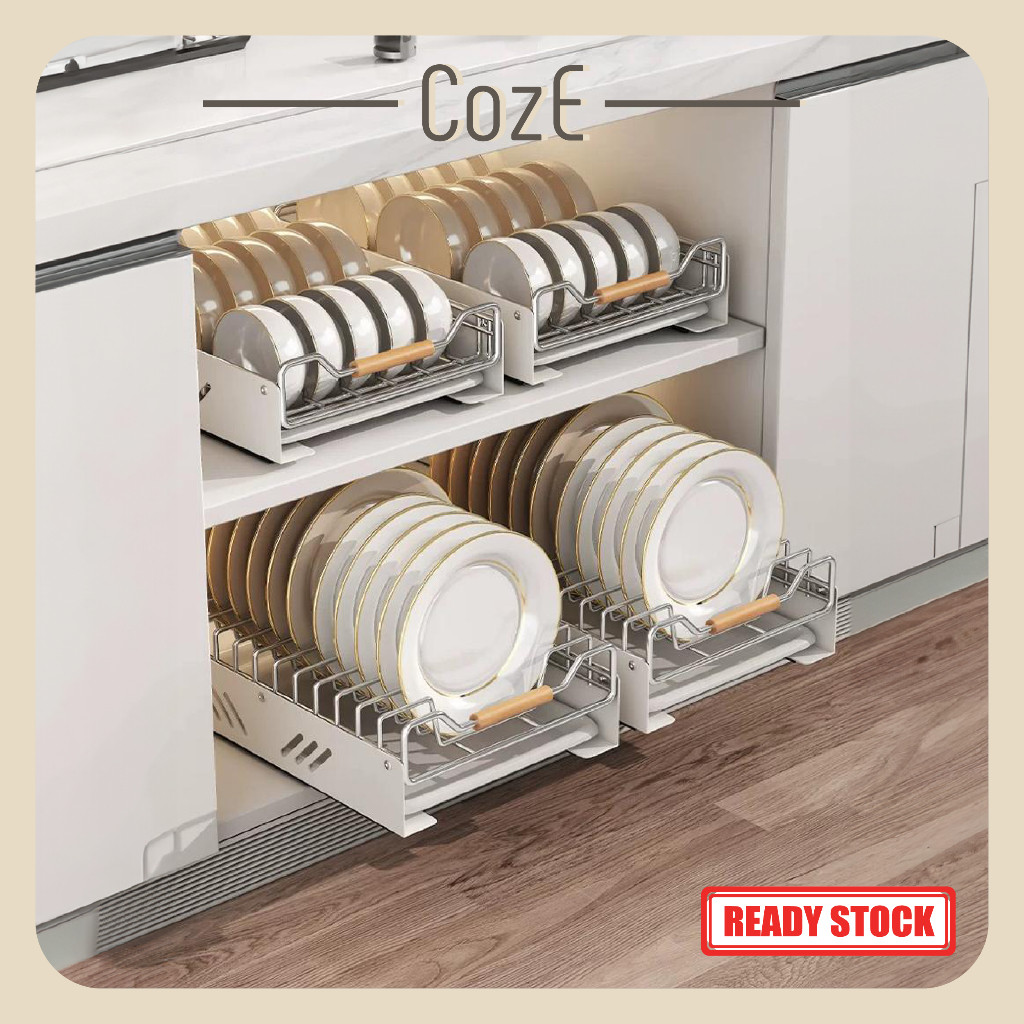 CozE Stainless Steel Pull Out Pot Pan Organizer Storage Pull Out Basket ...