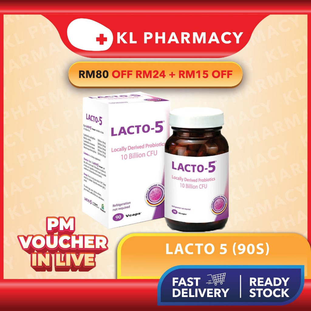 Lacto-5 90's for Digestion & Gut Health with Probiotic, Good Bacteria ...