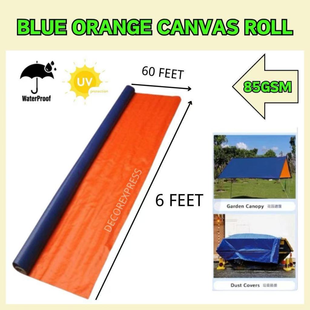 85GSM Heavy Duty Canvas Blue Orange Roll - 6FT X 100 Meter | Shopee ...