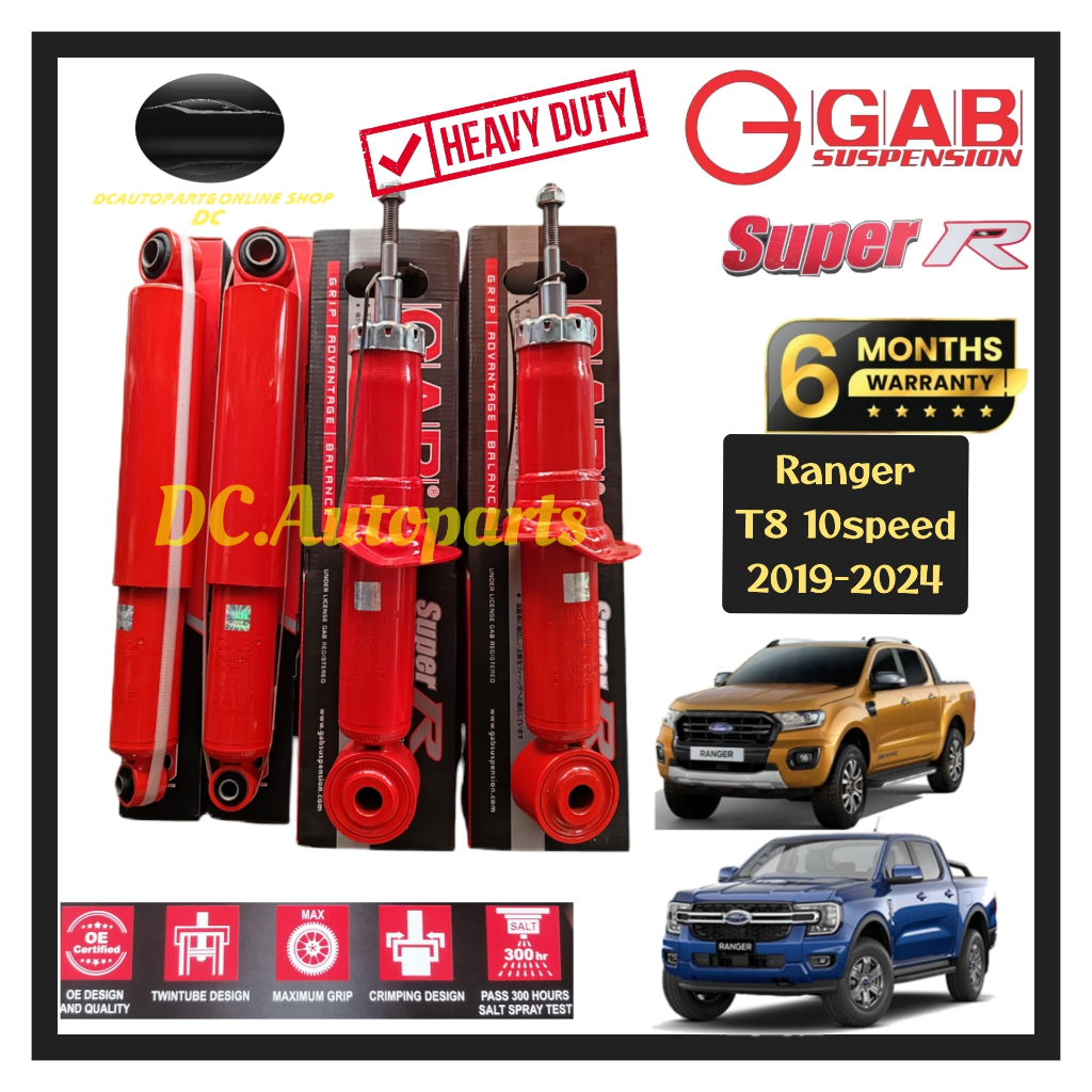 ORIGINAL GAB SUPER R HEAVY DUTY FORD RANGER XLT T7 T8 10SPEED 2019-2024 FRONT OR REAR SHOCK ...