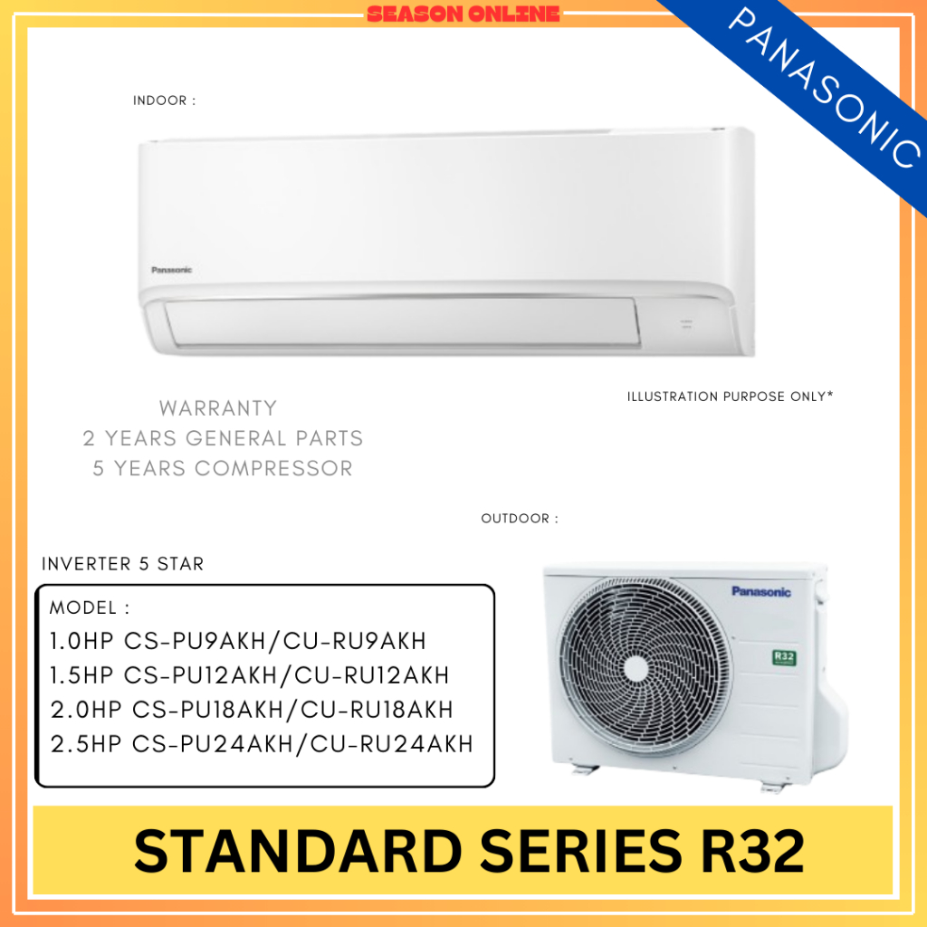 PANASONIC Standard Inverter R32 5 star Wall Mounted PU9AKH | PU12AKH ...
