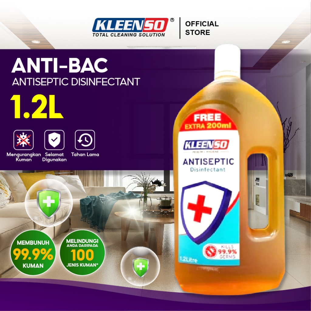 KLEENSO Anti-Bac Disinfectant Liquid Antiseptic (1.2L) Cecair ...
