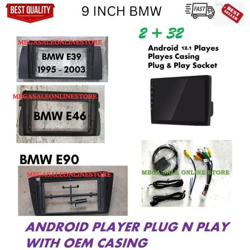 BMW E39 1995 - 2003 , E46 1998 - 2005 , E90 2005 - 2012 9 INCH android player IPS Screen PLUG N ...