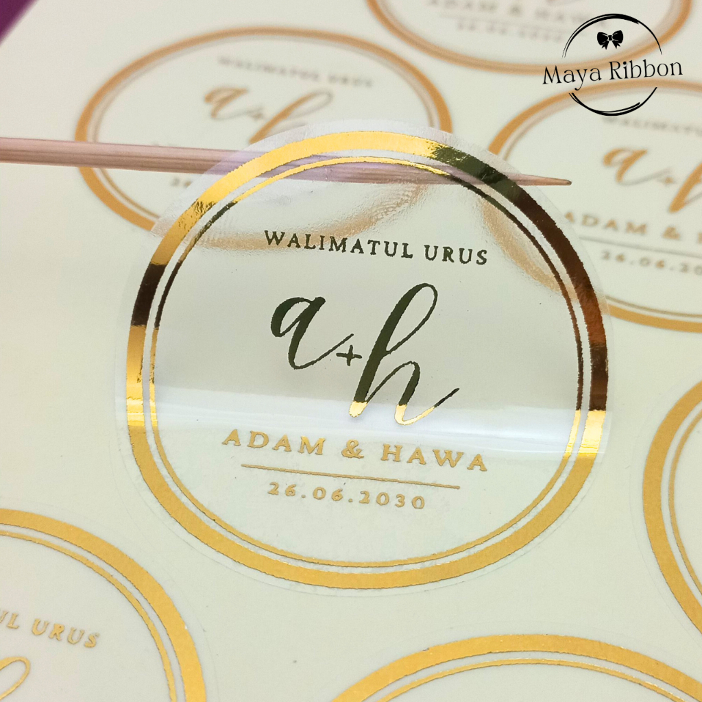 🔥 GOLD FOIL Sticker Doorgift Kahwin🔥 | Free Sticker Wedding Template ...