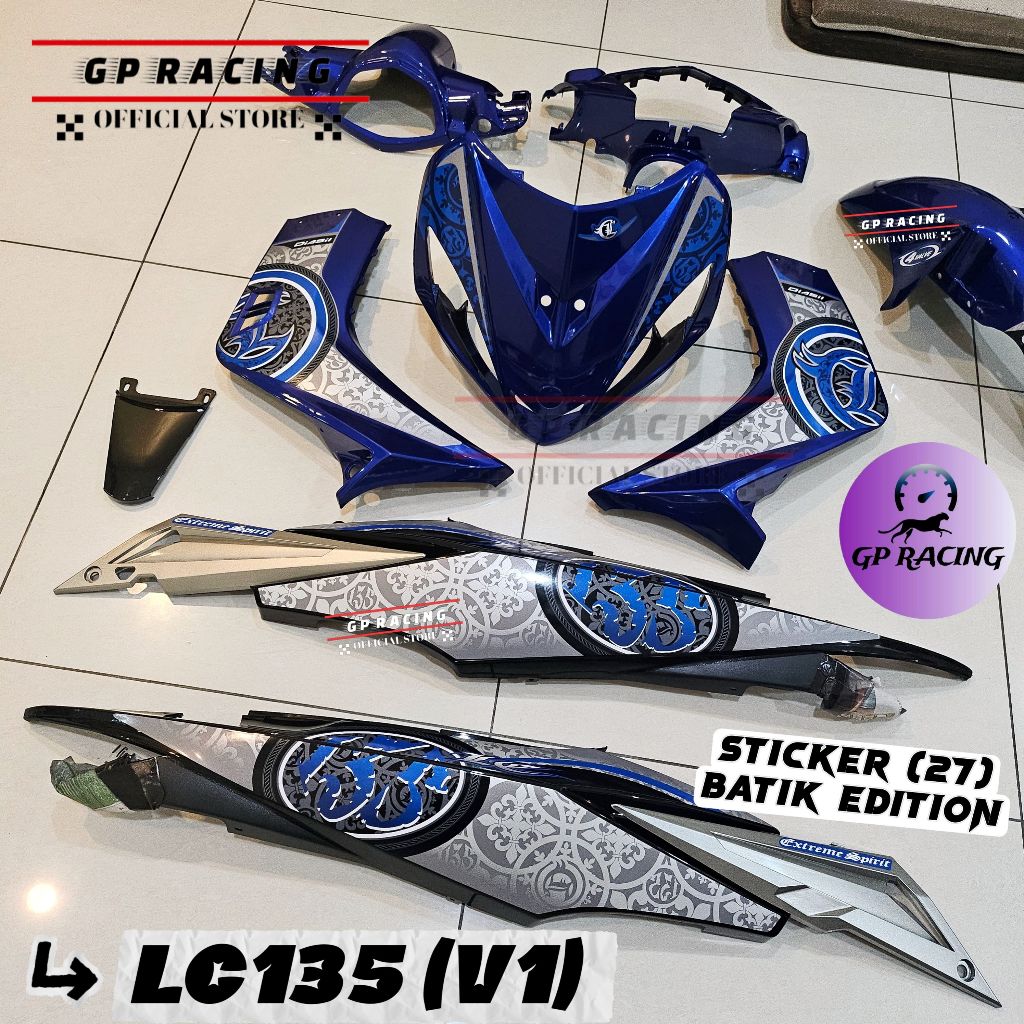 LC135 Cover Set Biru Batik Edition Blue LC V1 LC-135 "GP RACING ...