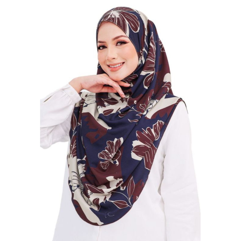 ANIES IMAN Instant Shawl Amani Printed Size L Tudung Instant Ironless ...
