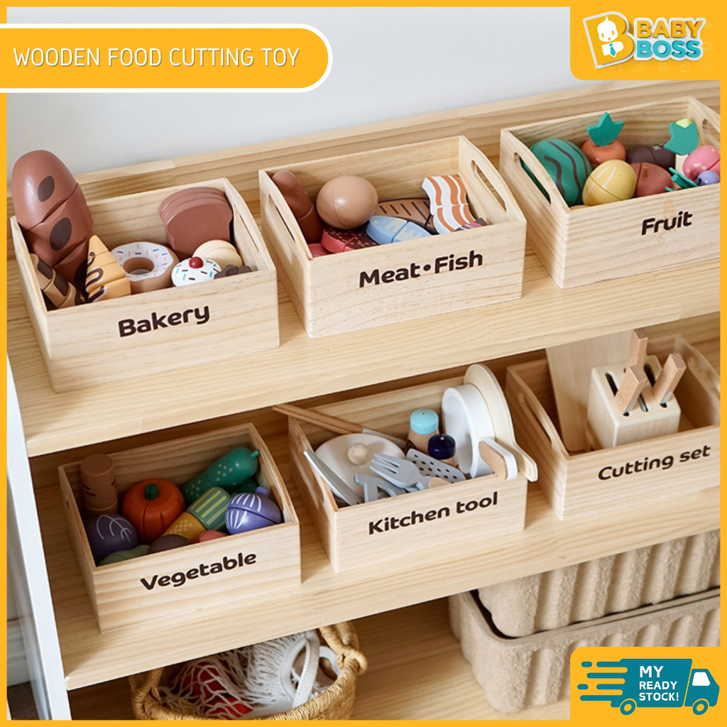 BabyBoss Wooden Play Food Cutting Meats Vegetables Fruits Kitchen ...