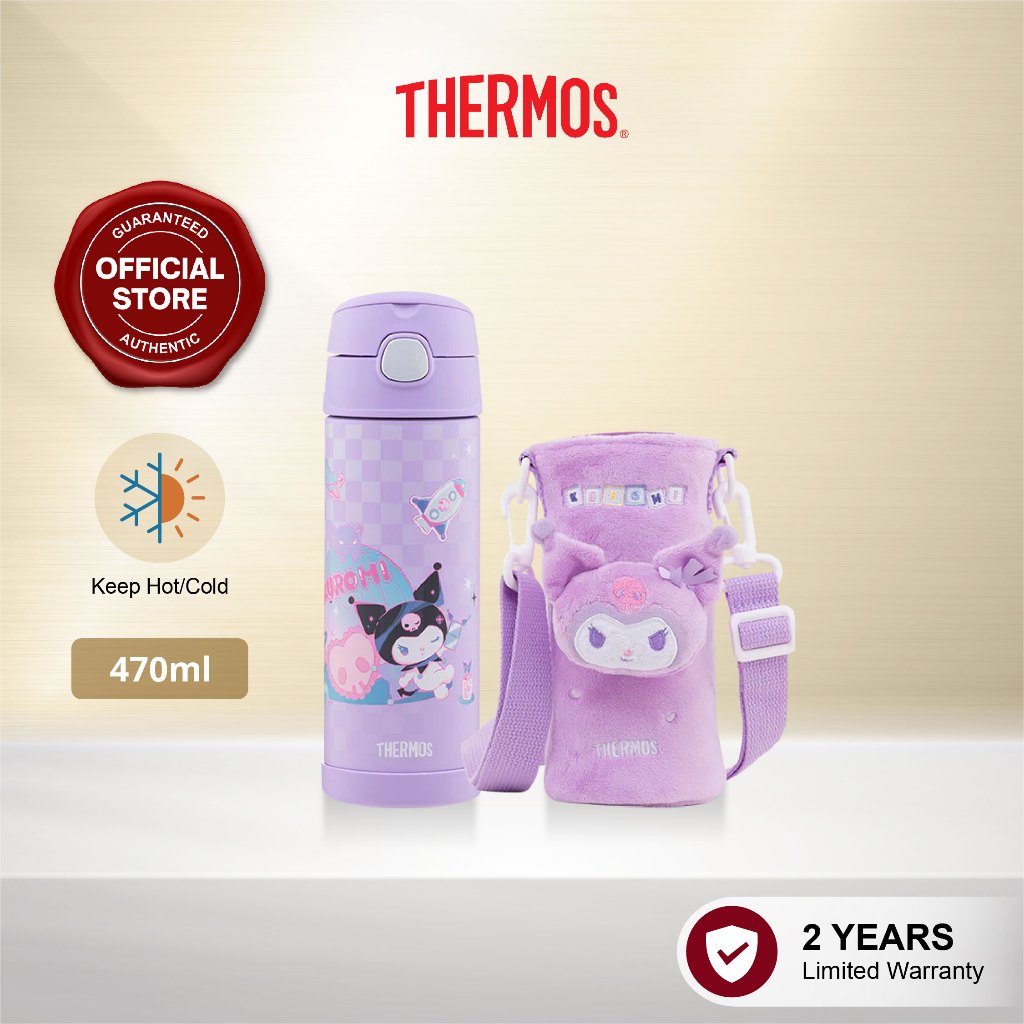 THERMOS 470ml Kuromi 2-Way Lid Light Bottle With Pouch [F4021CFKU] | Shopee Malaysia