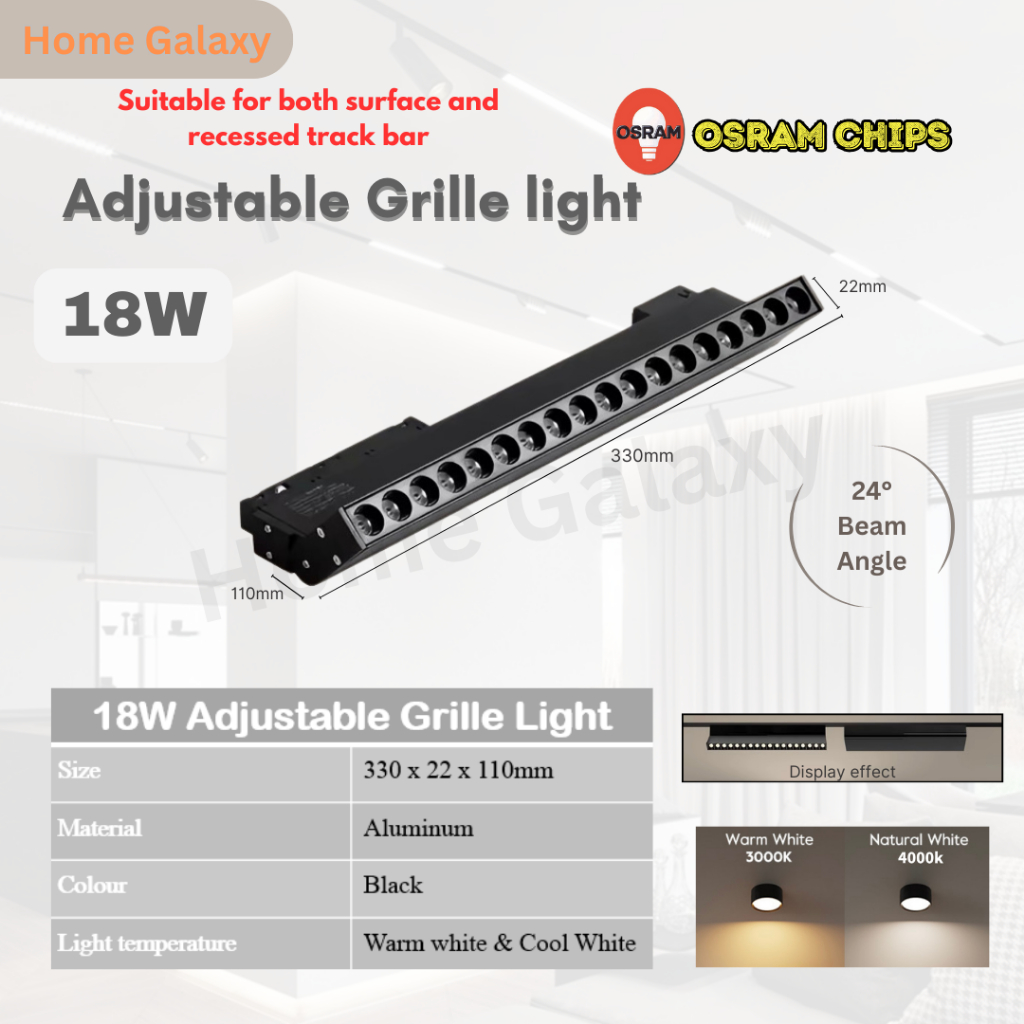 LED Magnetic Track Light Modern Linear Grille Adjustable Spotlight ...