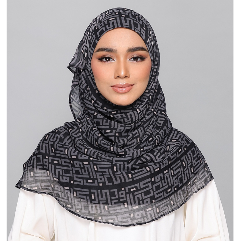 BOKITTA Monogram Black-Printed Plus Crinkled Chiffon (Monogram ...