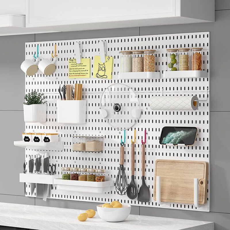 DIY Wall Shelf Rack Pegboard Hole Hardboard Perforated Board Wall Mount ...