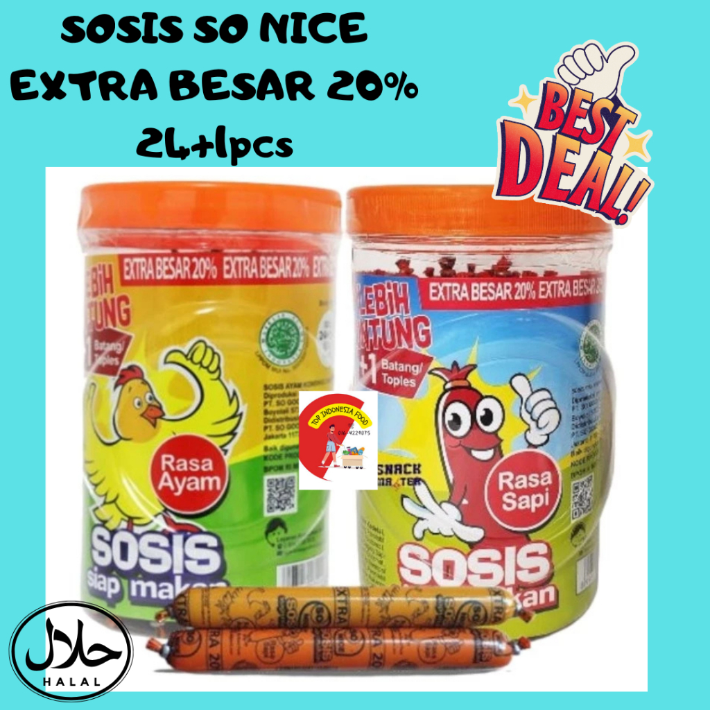 SOSIS SO Nice EXTRA BESAR Rasa Ayam/SAPI SOSIS KANZLER Siap Makan[HALAL ...