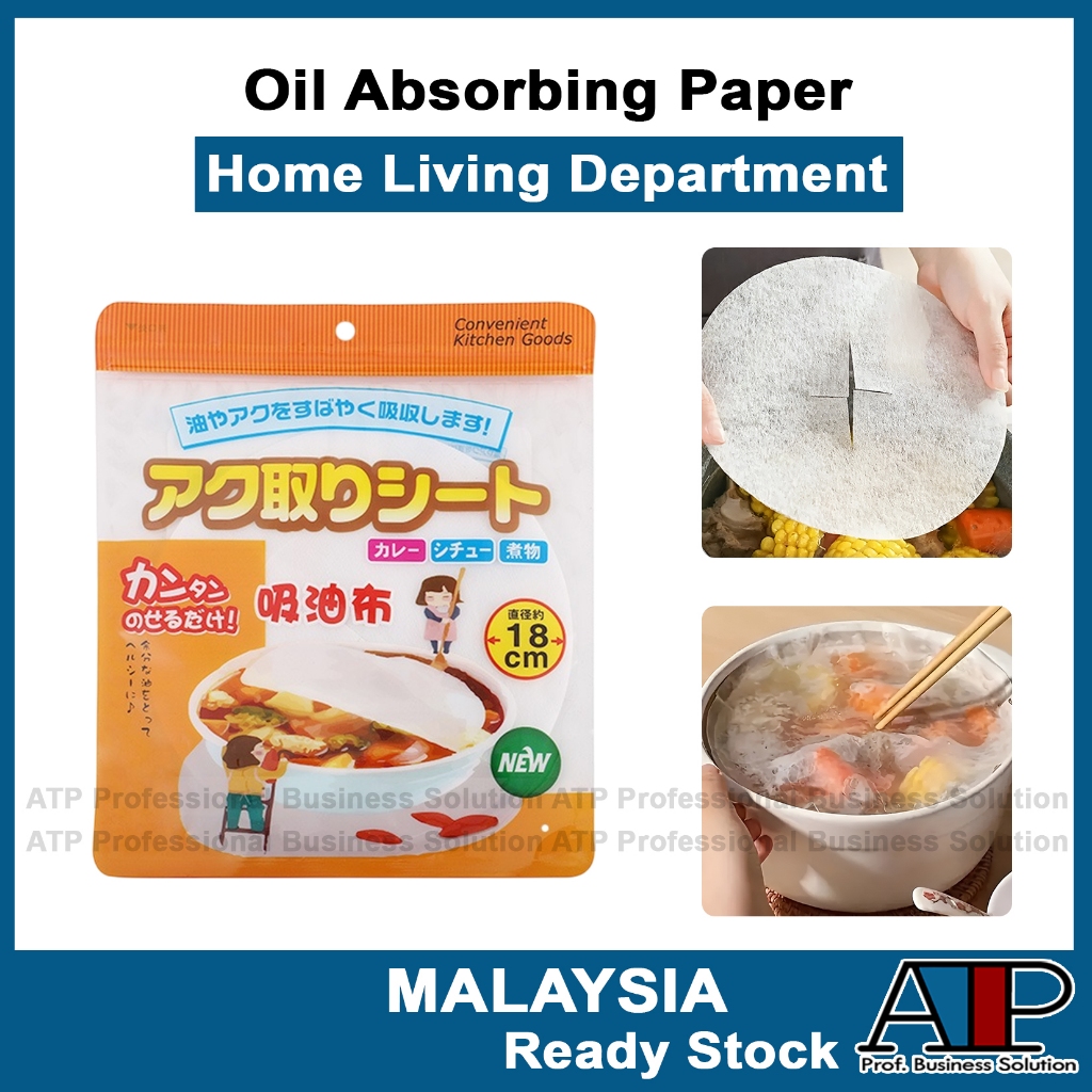 Pantry🍳 Absorption Paper Food Soup Oil Absorbing Paper Sheet 12pcs Oil ...