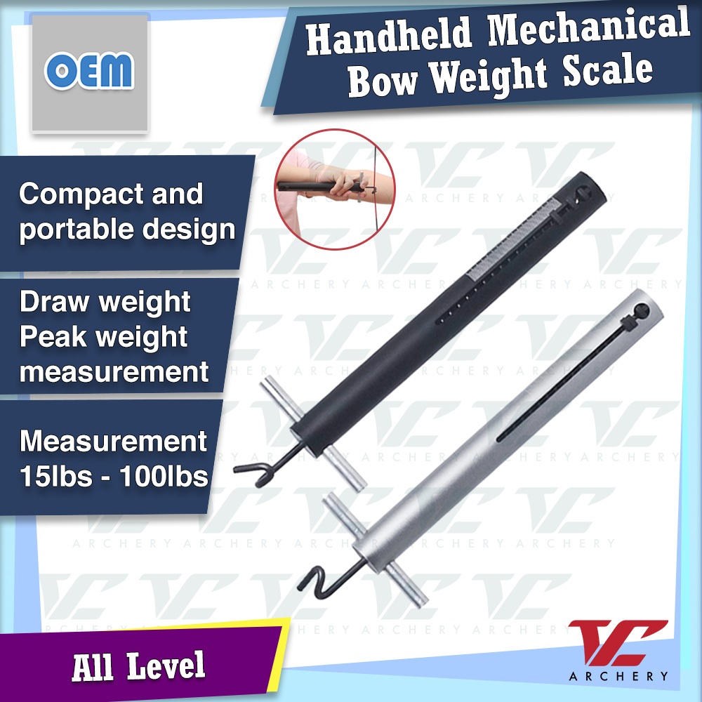 V Club Archery Handheld Mechanical Bow Weight Scale - 15lbs-100lbs Draw ...