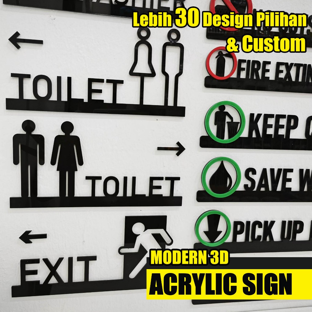 Toilet sign tandas surau Sign fitting room cashier kiri kanan sign ...