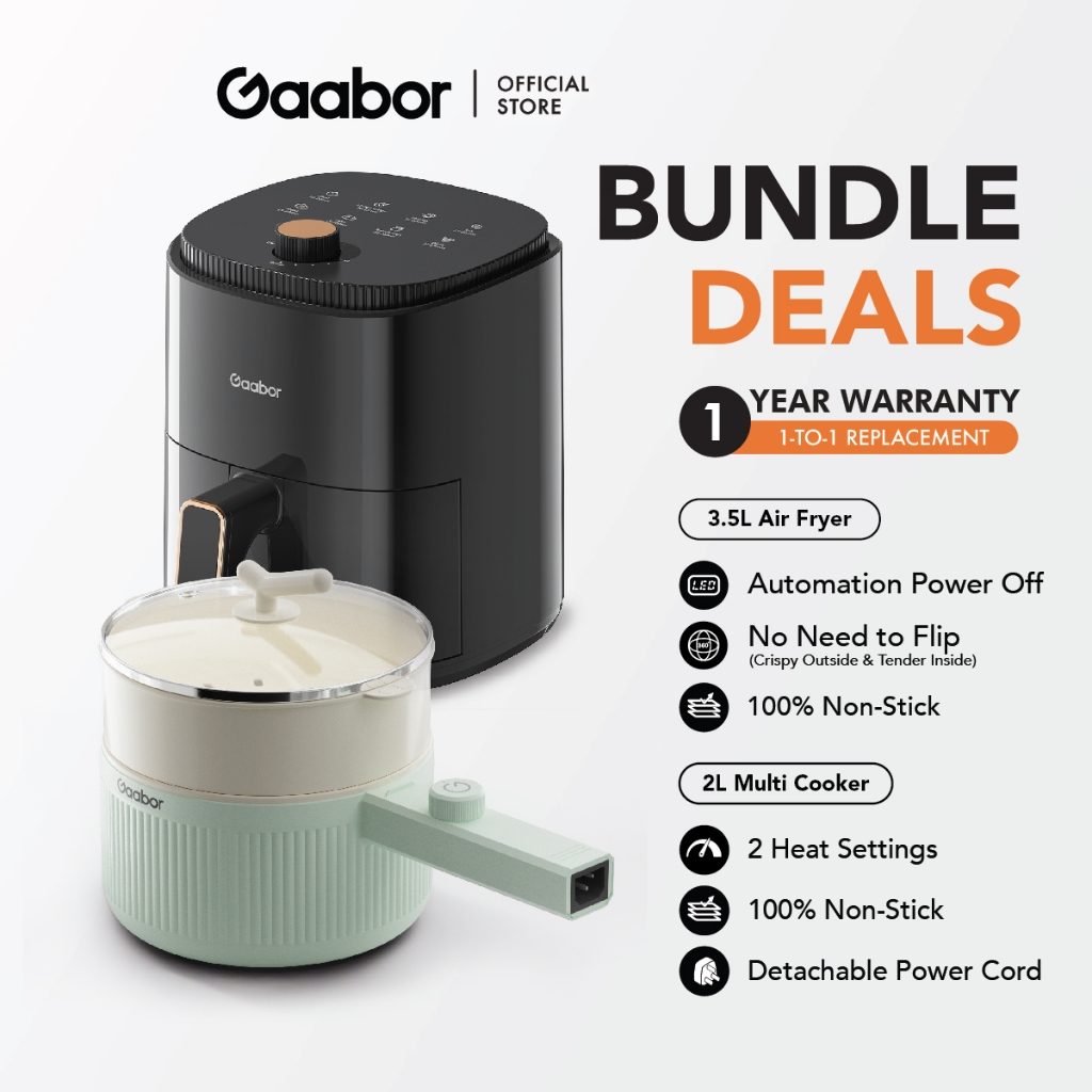 Gaabor Flash Deal Bundle 3.5L Air Fryer AF-35M02A and 2L Multi Cooker ...