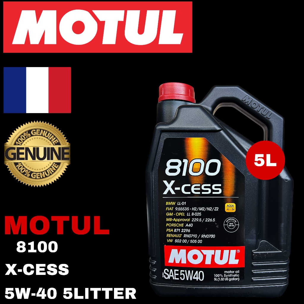 100% GENUINE Motul 8100 Xcess 5W-40 Fully Synthetic Engine Oil (5L ...