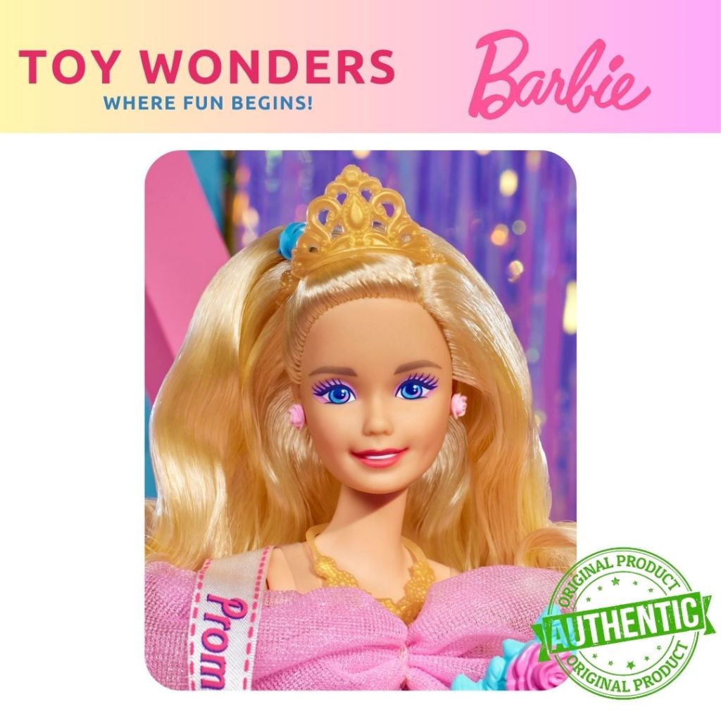 Barbie Rewind Doll, Curly Blonde Hair, 80s-Inspired Prom Night - Black ...