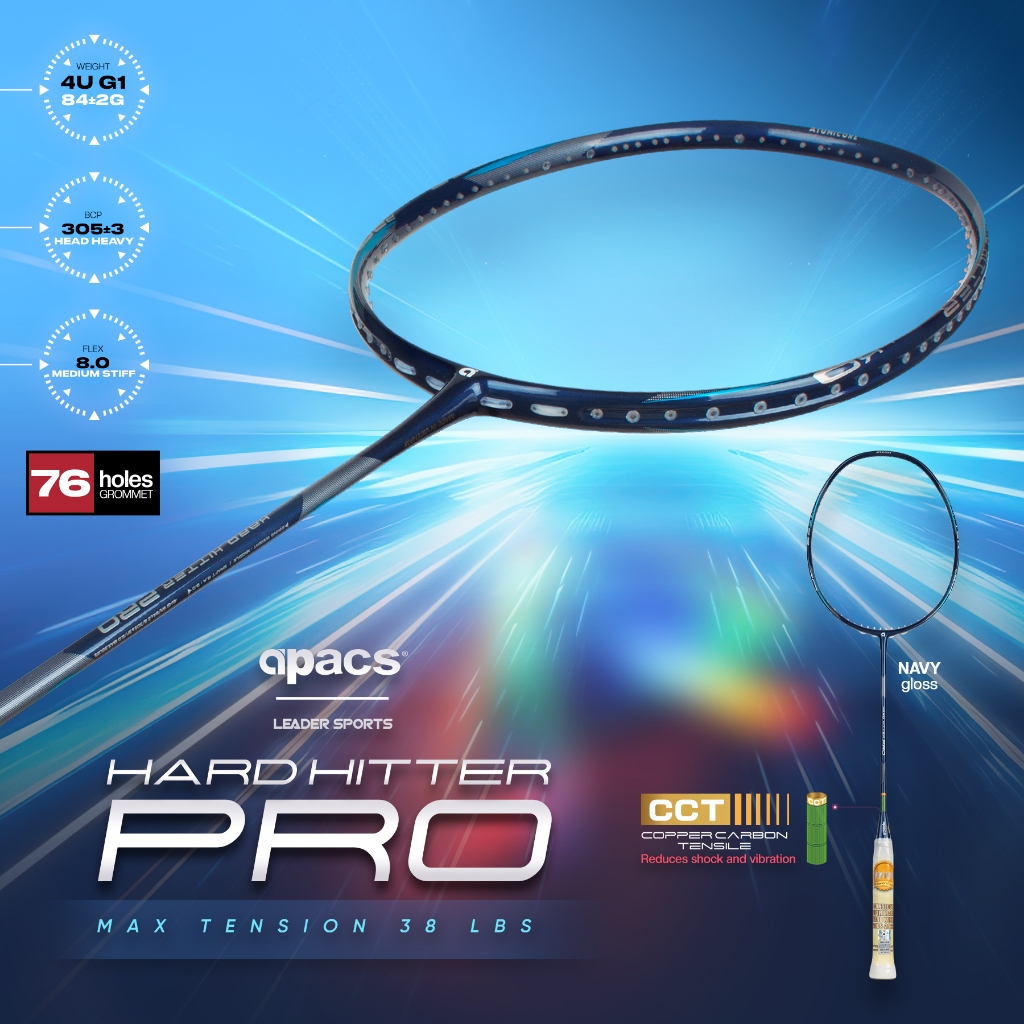 (FREE TOUR BAG+STRINGS) APACS HIGH END BADMINTON RACKET HARD HITTER PRO ...