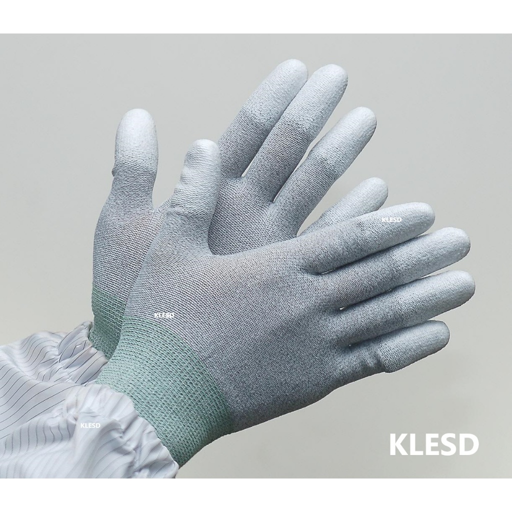 Ready stock in KL/ ESD knitting glove with PU coating on tips/ klesd ...